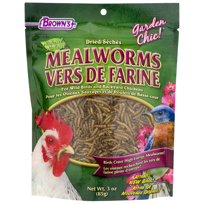 Brown's Natural Dried Mealworms 3 oz — New York Bird Supply Wholesale